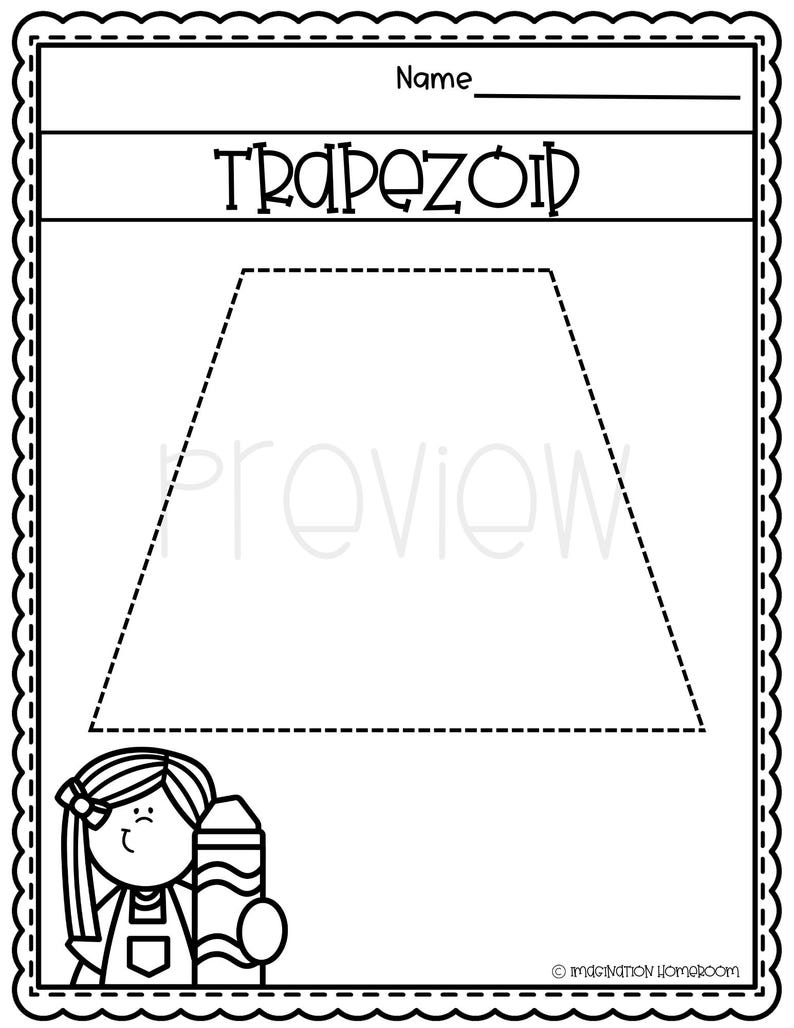 Trapezoid Shape Tracing Worksheets for Preschool and Pre-k Fine Motor ...