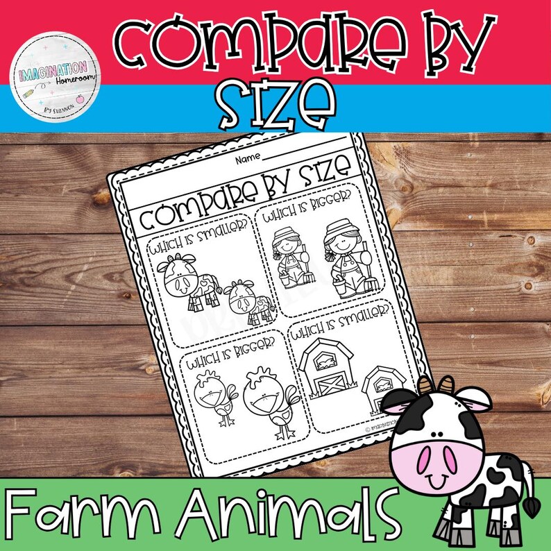 Farm Animal Size Sorting Worksheets | Bigger or Smaller Visual ...