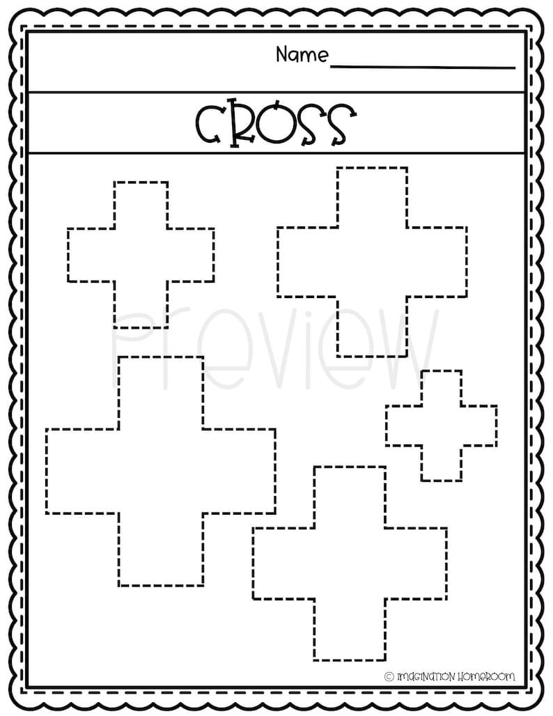 Cross Shape Tracing Worksheets for Preschool and Pre-k Fine Motor ...