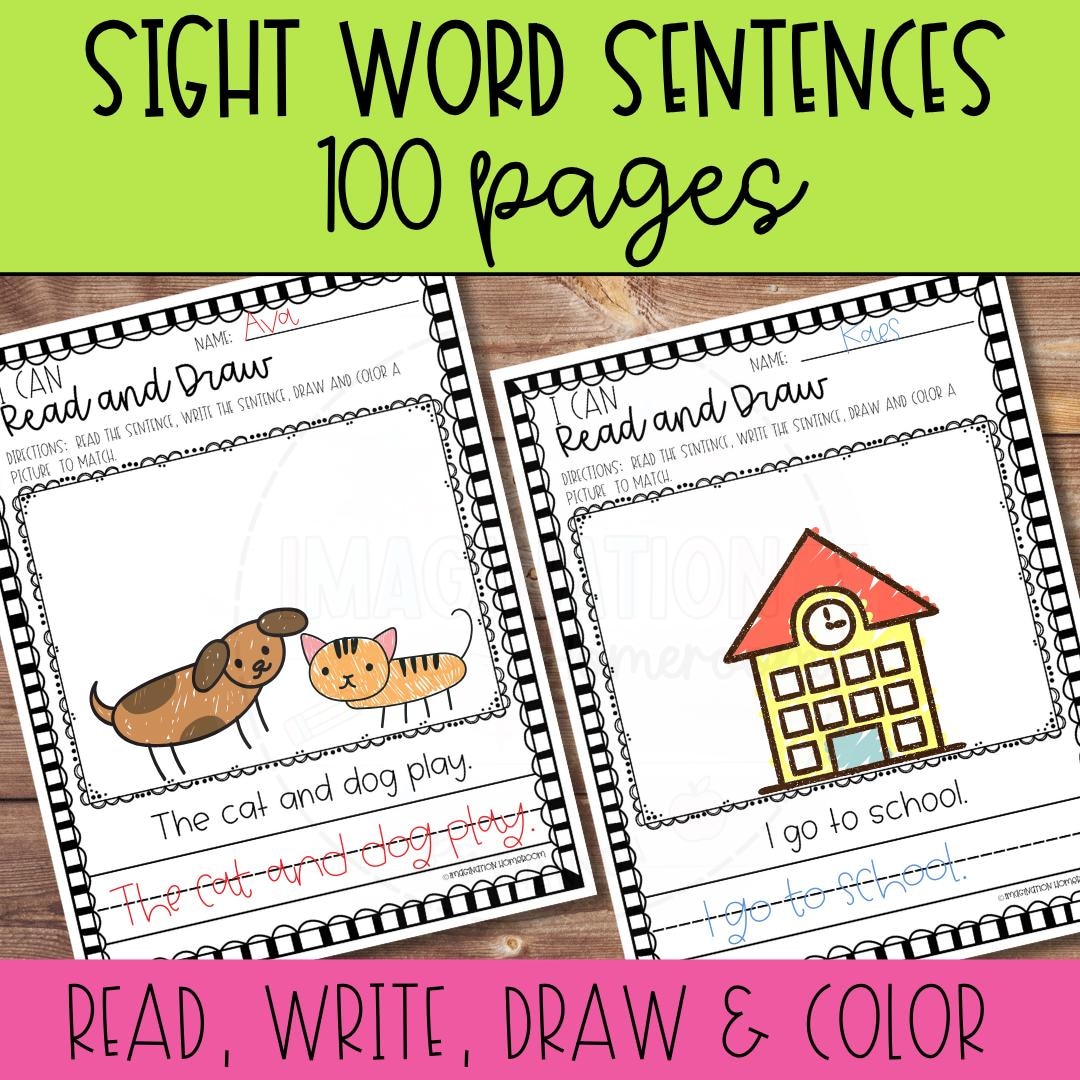Sight Word Practice Pack – Read and Draw Sentences for Kindergarten and ...
