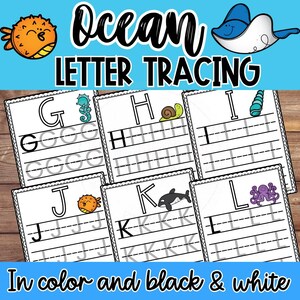 Uppercase Letter Tracing Worksheets A-Z | Ocean Animal Alphabet ...