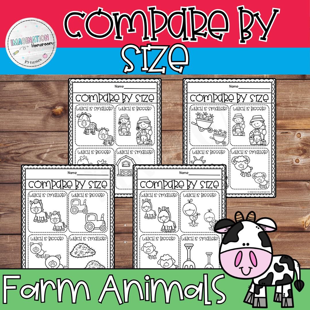 Farm Animal Size Sorting Worksheets | Bigger or Smaller Visual ...