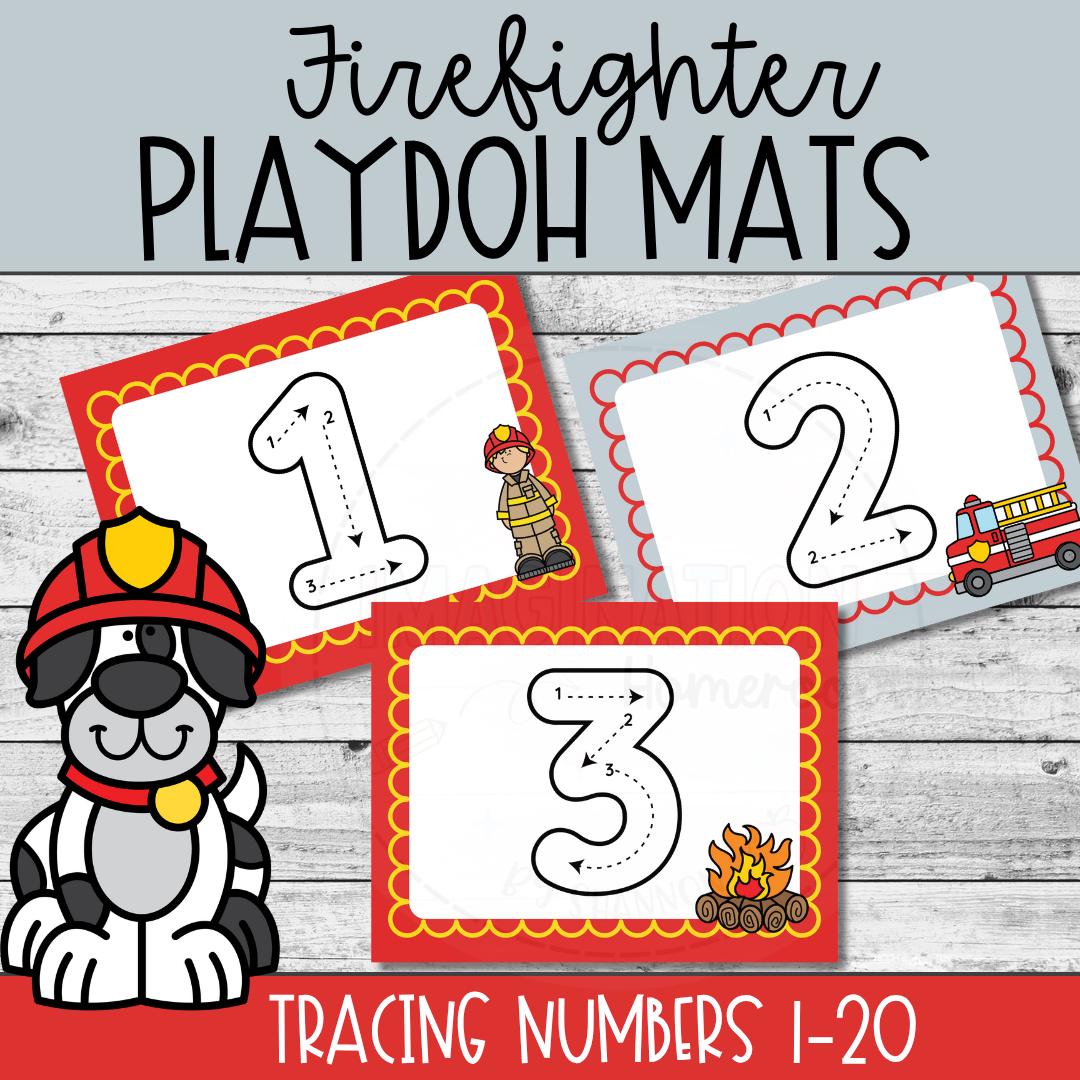 Firefighter Number Tracing Worksheets, Numbers 1-20, Preschool ...