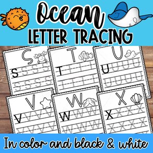 Uppercase Letter Tracing Worksheets A-Z | Ocean Animal Alphabet ...