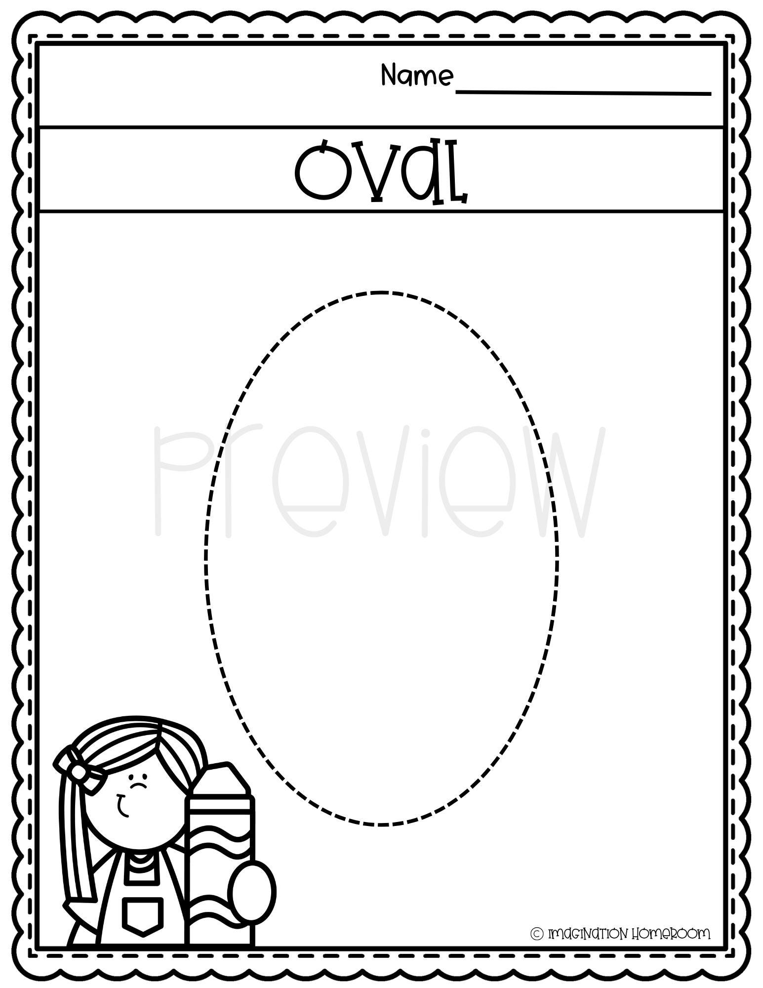 Oval Shape Tracing Worksheets for Preschool and Pre-k Fine Motor Skills ...