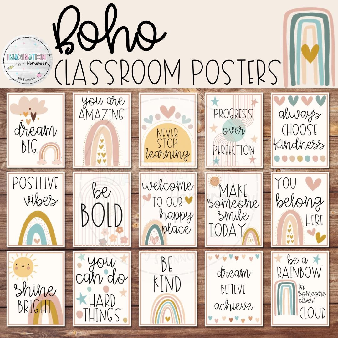 Boho Classroom Posters Printable, 15 Positive Affirmation Prints in ...