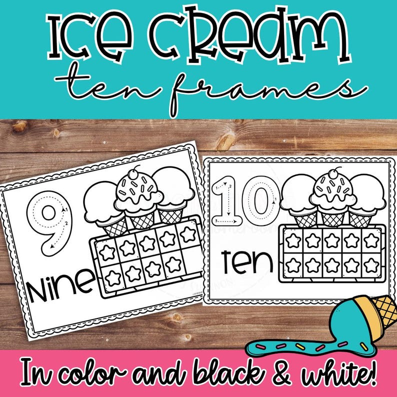 Ice Cream Ten Frame Playdoh Mats for Numbers 1-10 Summer Counting ...