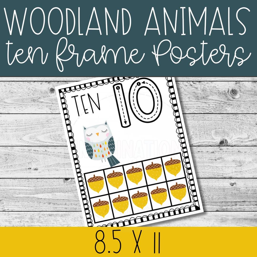Woodland Animals Ten Frame Counting Mats, Numbers 1–10 Tracing & Number ...