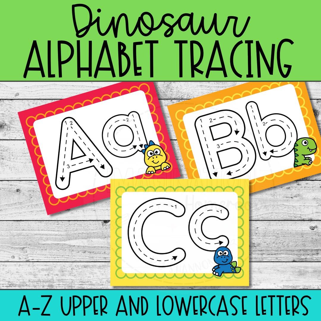 Dinosaur Alphabet Tracing Worksheets – Preschool & Kindergarten Letter ...