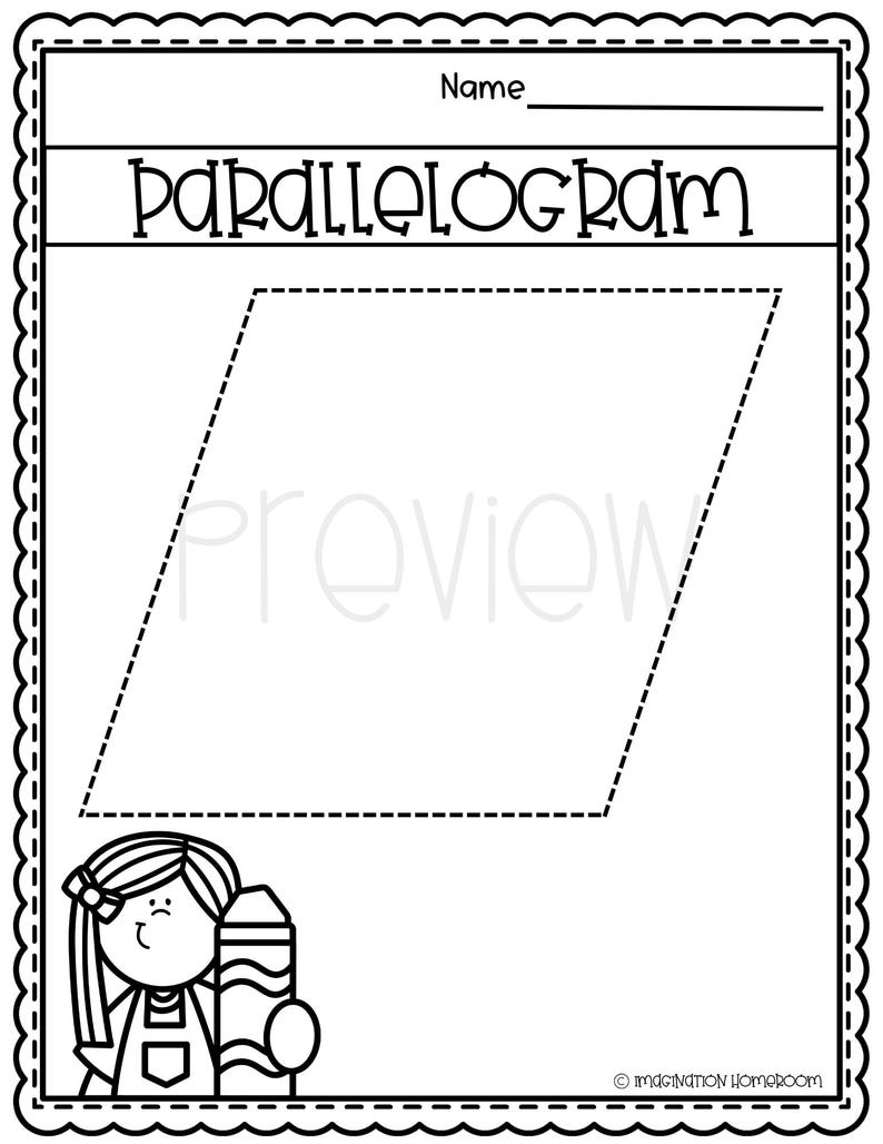 Parallelogram Shape Tracing Worksheets for Preschool and Pre-k Fine ...