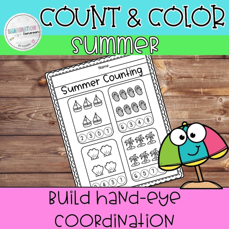 Summer Counting Worksheets for Preschool and Kindergarten Count and ...