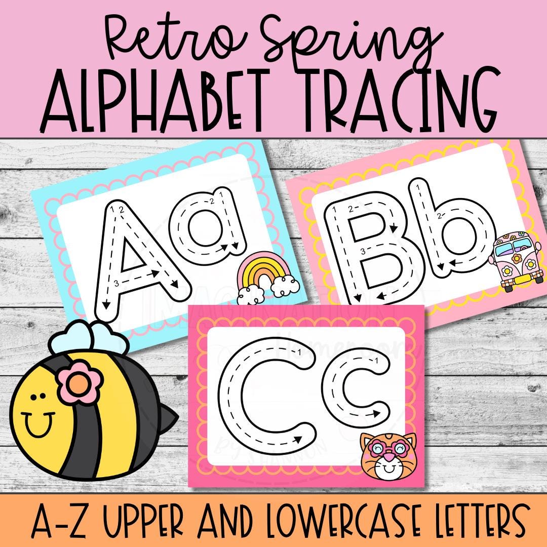 Retro Spring Alphabet Tracing Worksheets – Preschool & Kindergarten ...
