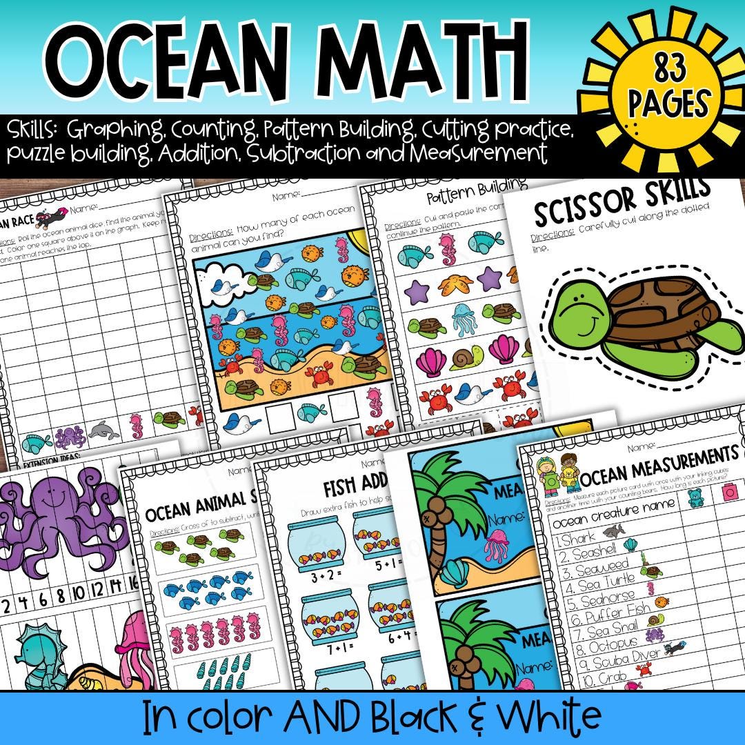 Ocean Math Activities for Kindergarten and Preschool Graphing Patterns ...