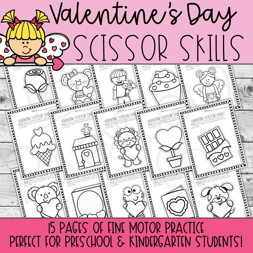 Valentine’s Day Scissor Skills Cutting Practice for Preschool and ...