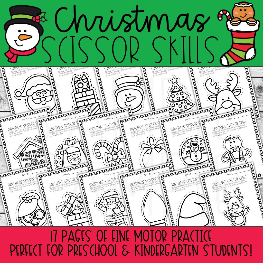 Christmas Scissor Skills Worksheets: Fine Motor Practice (digital ...