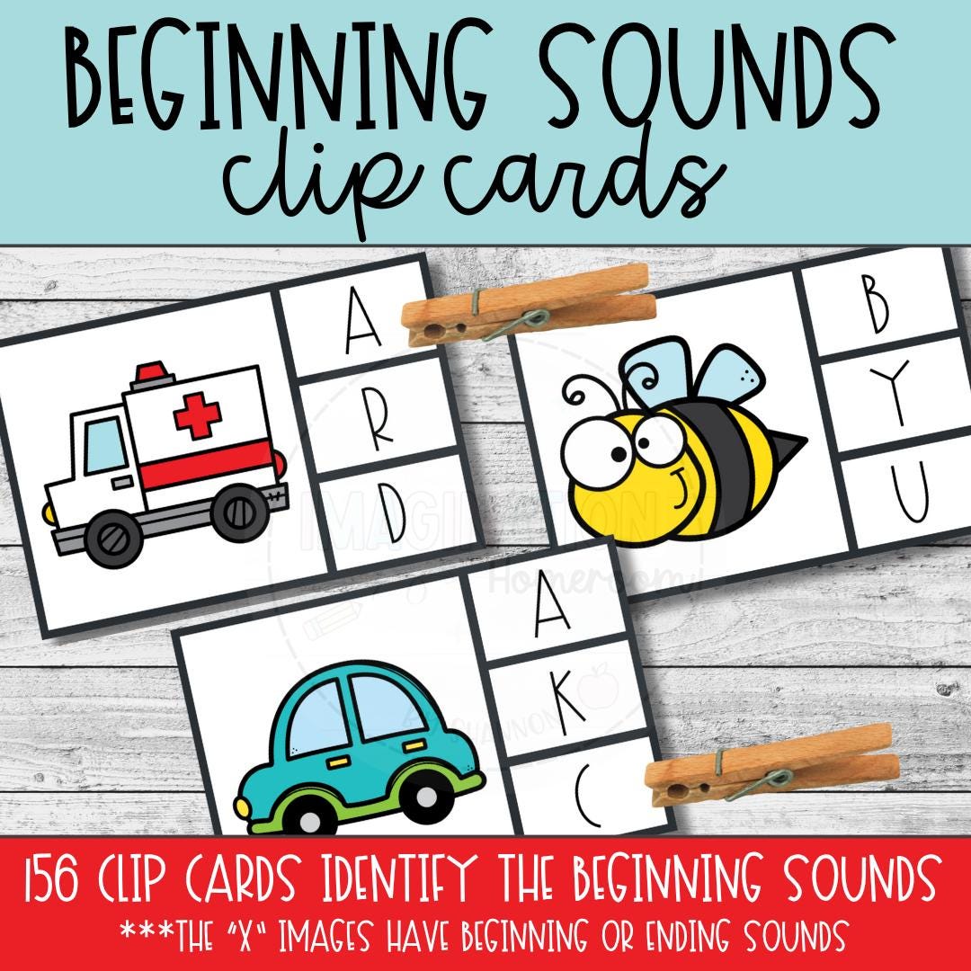 Beginning Sounds Alphabet Clip Cards A to Z Preschool Phonics Activity ...