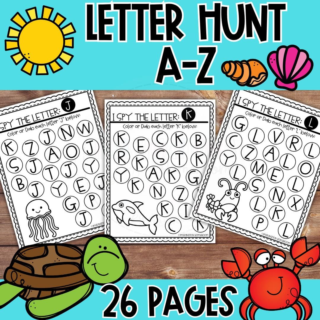 Ocean Animals I Spy Alphabet Worksheets, Uppercase Letter Recognition ...