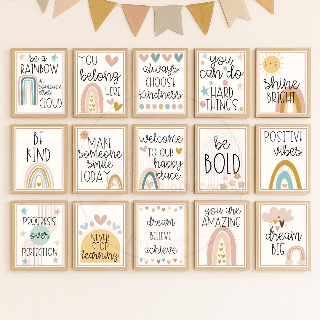 Boho Classroom Posters Printable, 15 Positive Affirmation Prints in ...