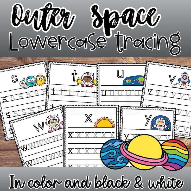 Space Lowercase Letter Tracing Worksheets Printable ABC Writing ...