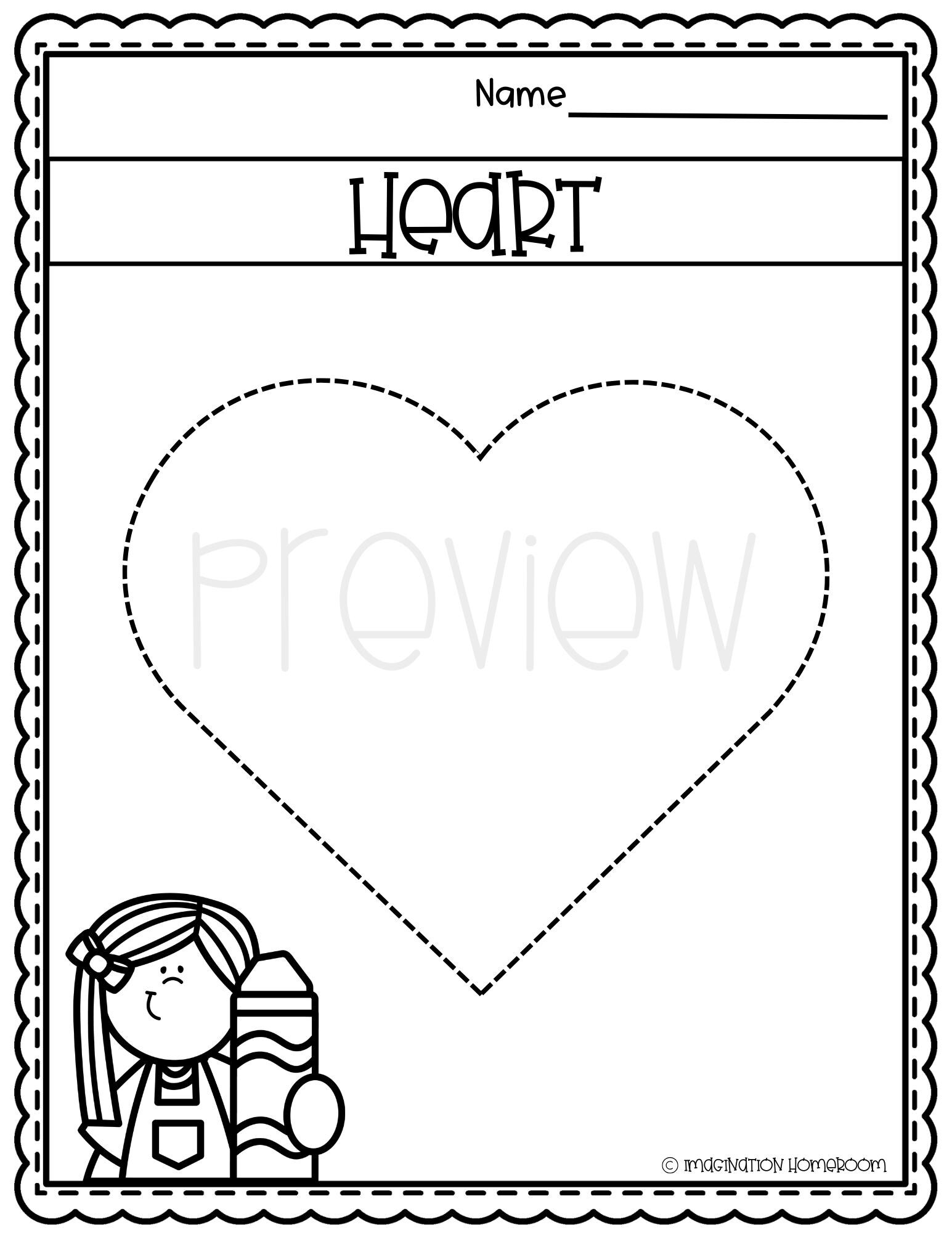 Heart Shape Tracing Worksheets for Preschool and Pre-k Fine Motor ...