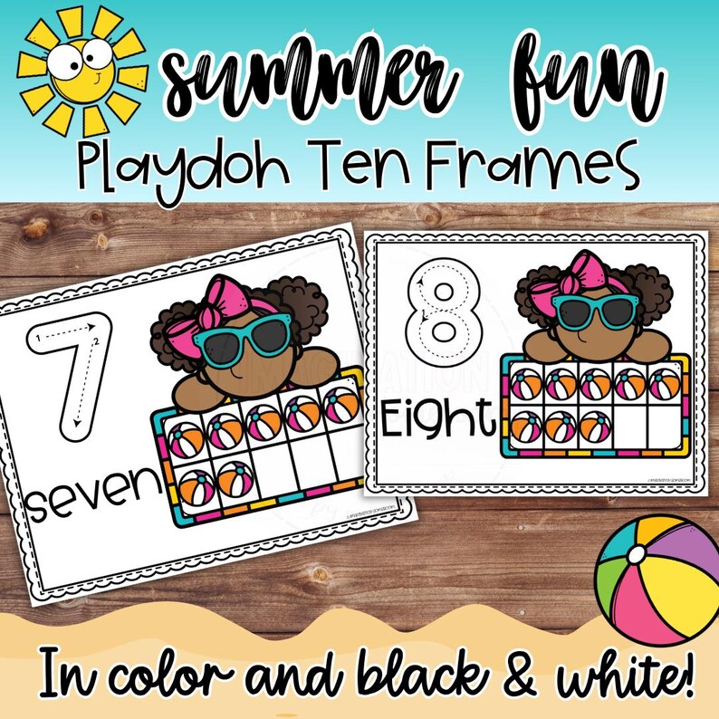 Summer Ten Frame Mats for Numbers 1-10 Kindergarten Math Centers ...