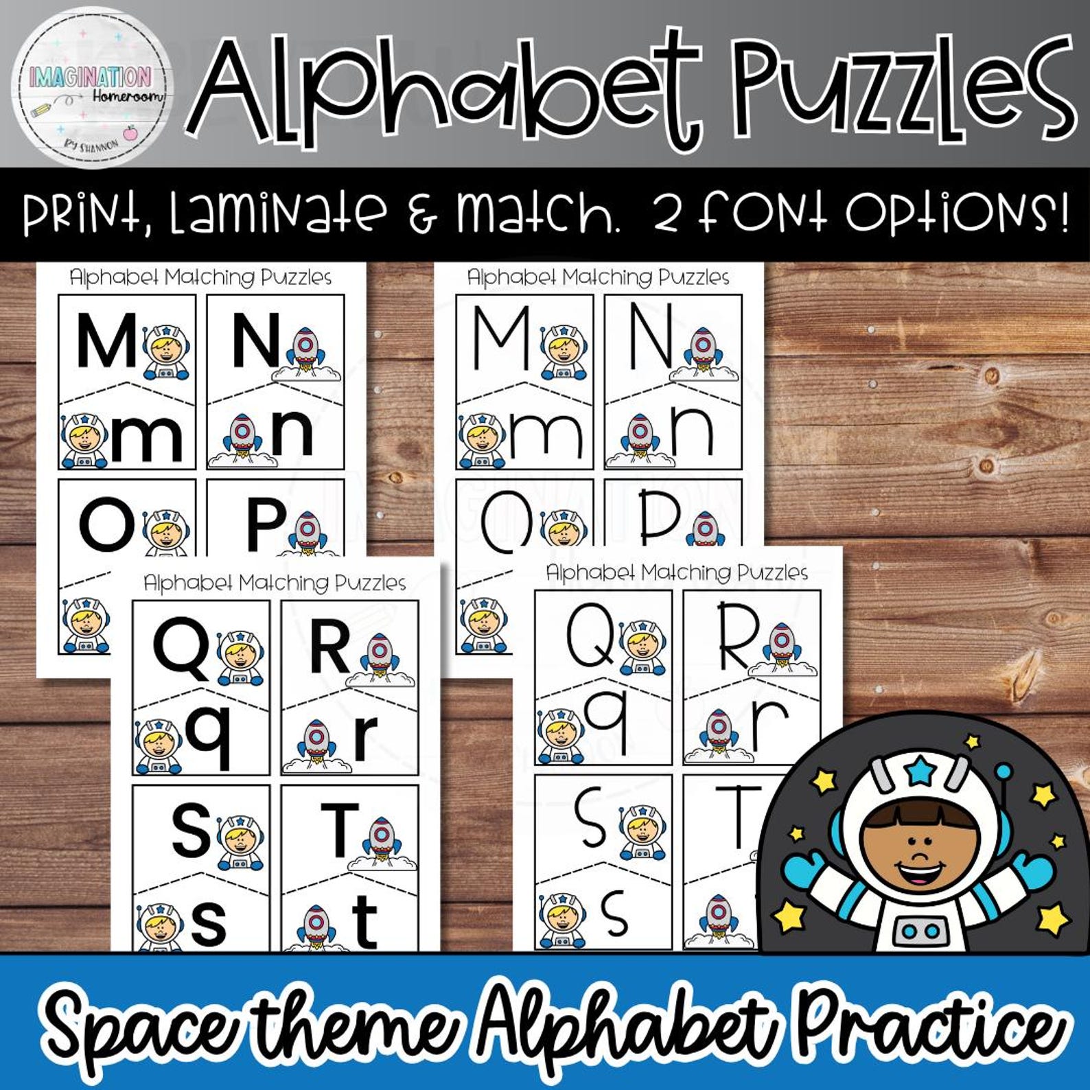 Space Alphabet Matching Puzzle Upper and Lowercase Letters Printable ...