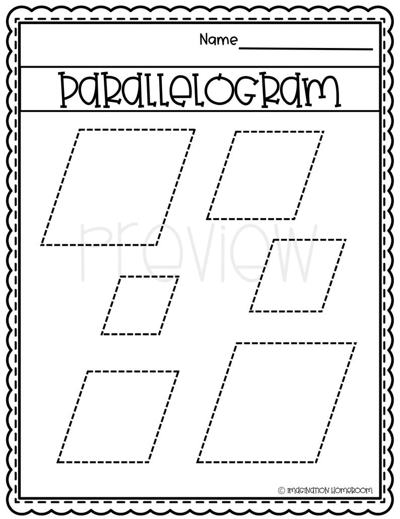 Parallelogram Shape Tracing Worksheets for Preschool and Pre-k Fine ...