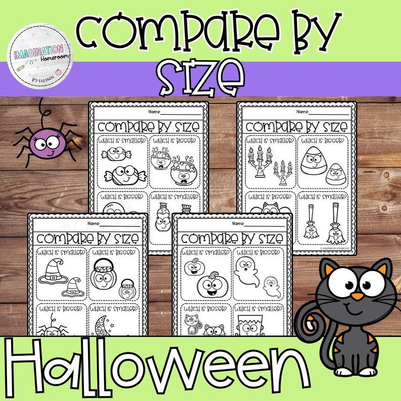Halloween Size Comparison Worksheets | Bigger or Smaller Visual ...