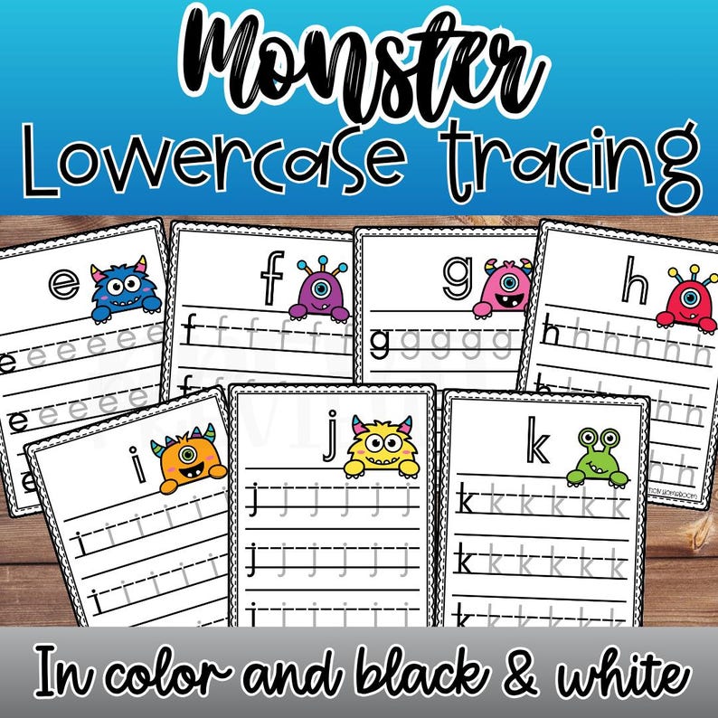 Monster Lowercase Letter Tracing Worksheets for Preschool and ...