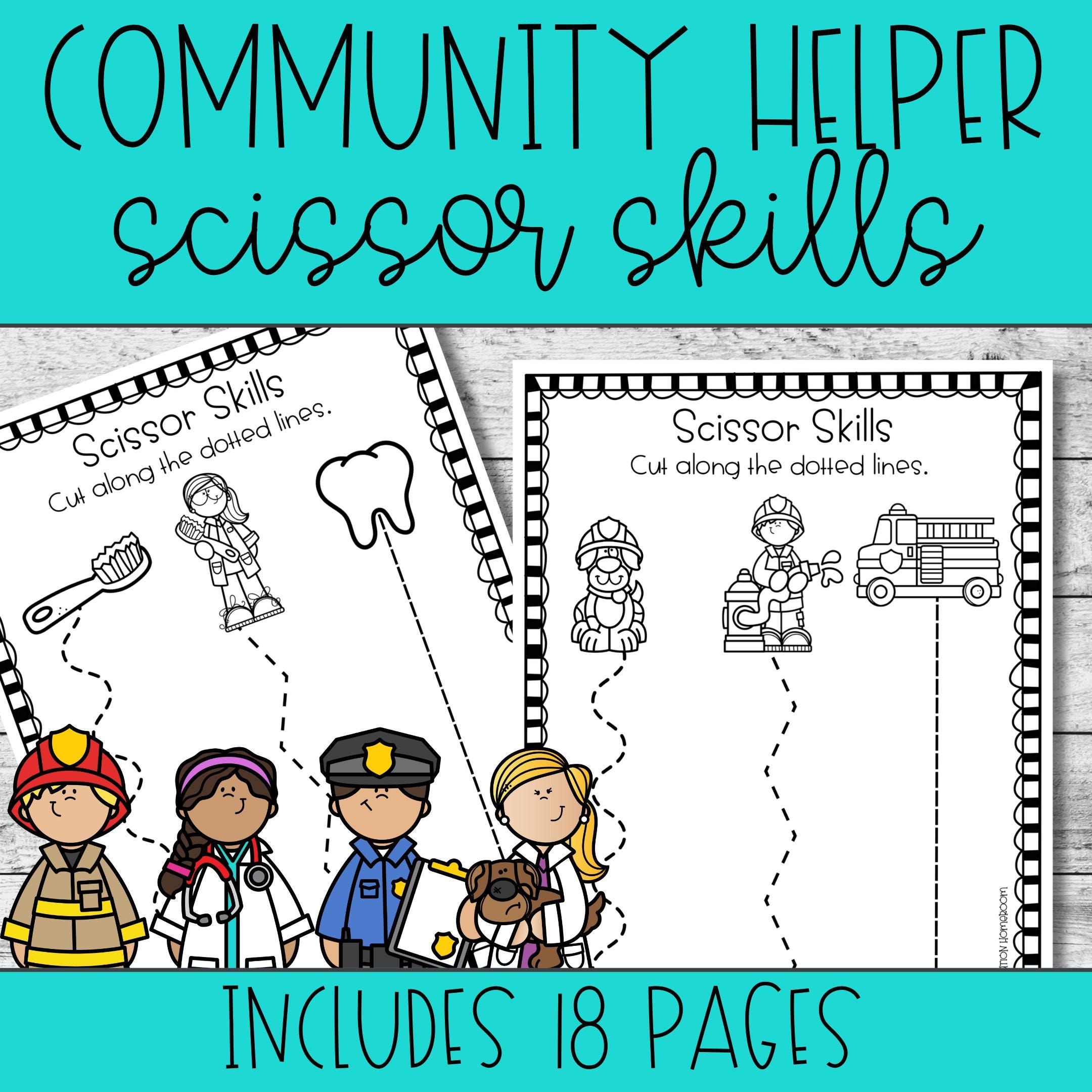Community Helper Scissor Skills Worksheets for Preschool and ...