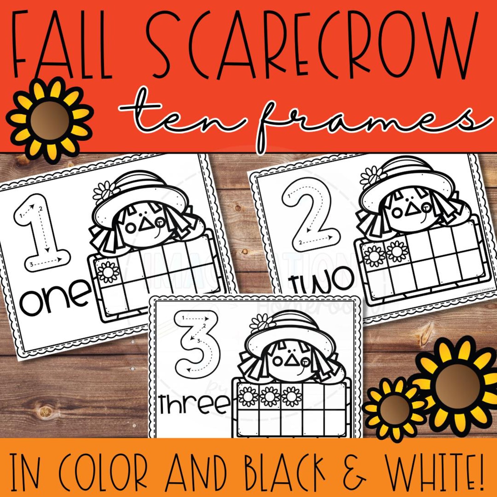 Fall Scarecrow Ten Frame Mats Numbers 1 to 10 for Preschool and ...