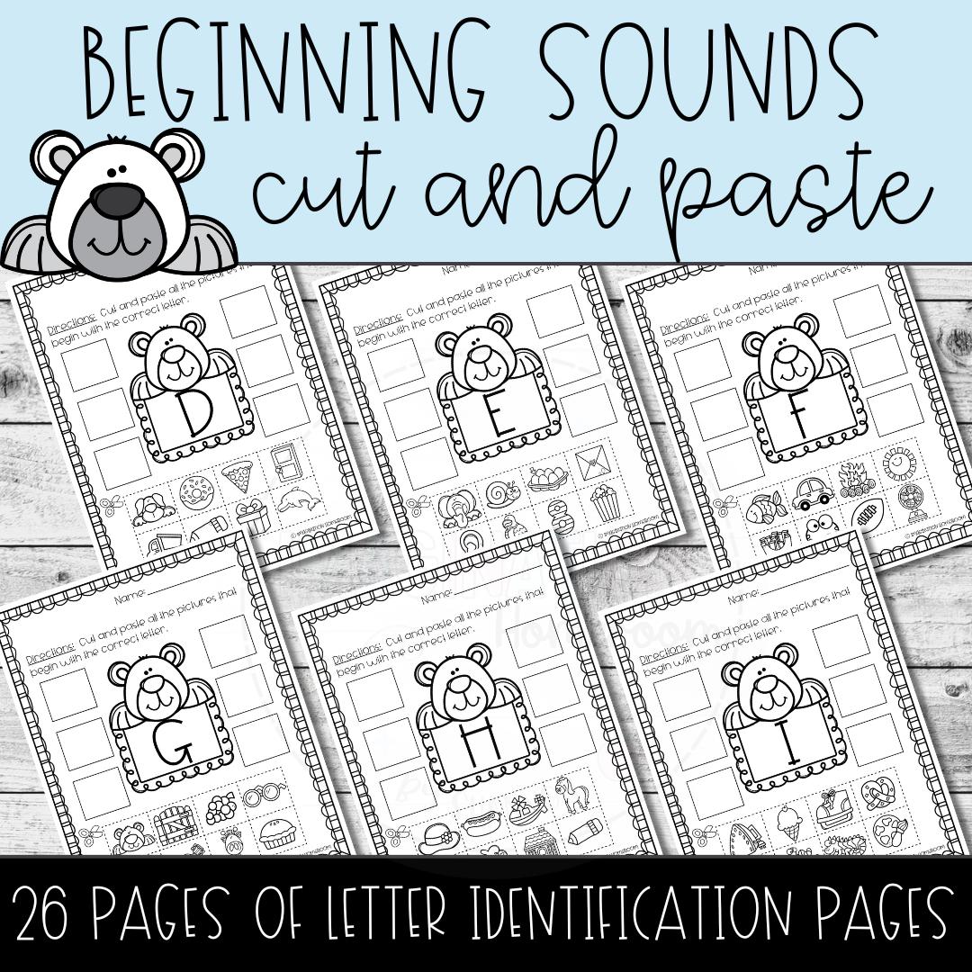 Polar Animals Beginning Sounds Worksheets Alphabet Cut and Paste ...
