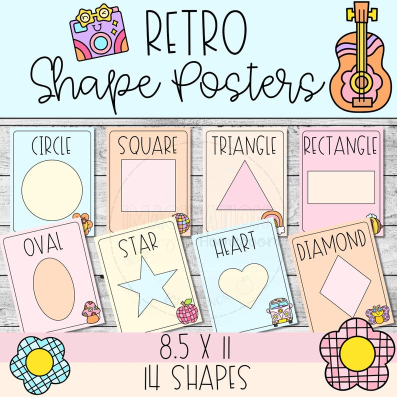 Retro Shape Posters Printable With 2D Shapes – Soft Color Classroom ...