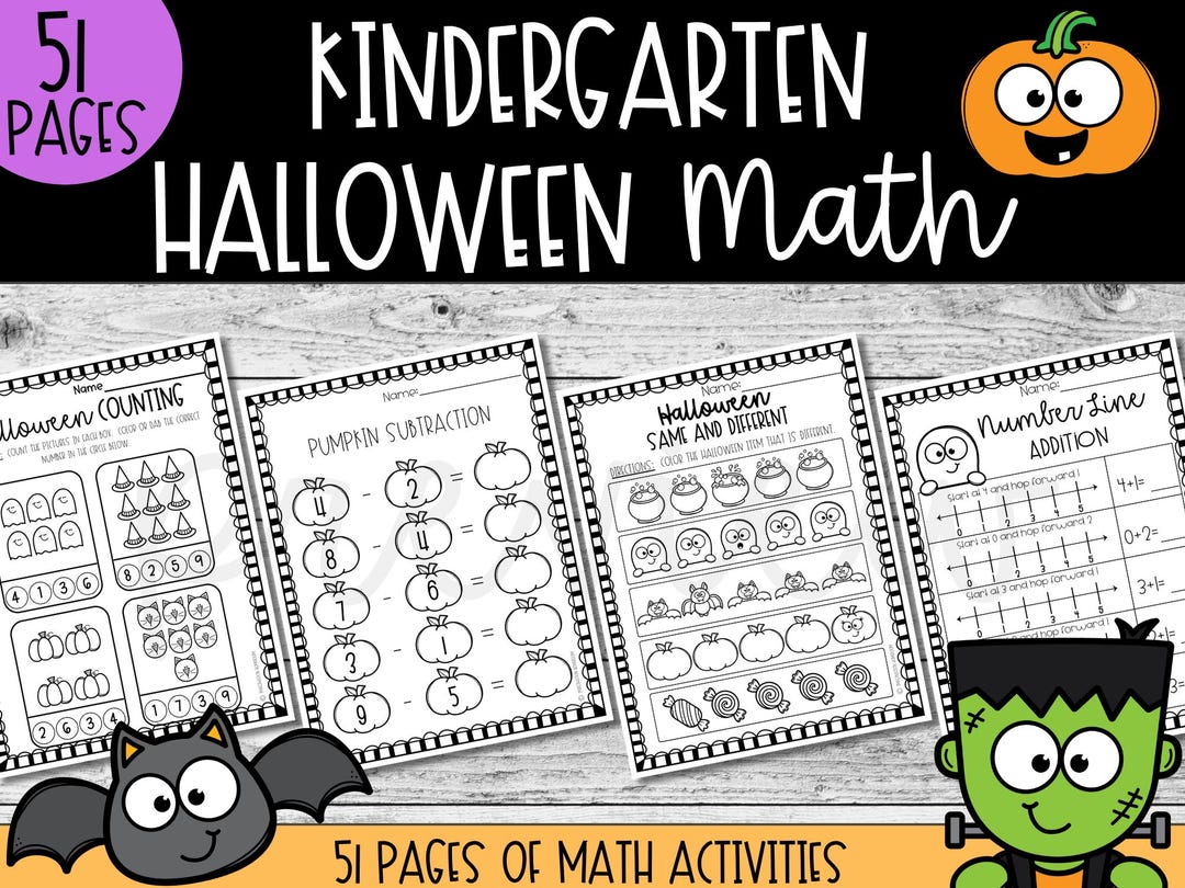 Halloween Kindergarten Math Worksheets: 51-page Early Learning ...