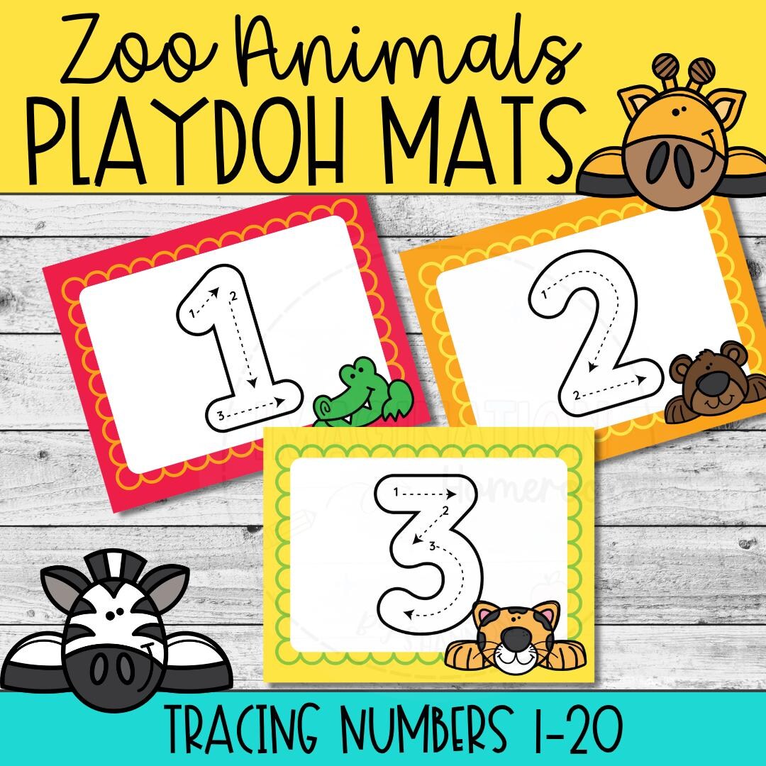 Zoo Animals Number Tracing Worksheets, Numbers 1-20, Preschool ...