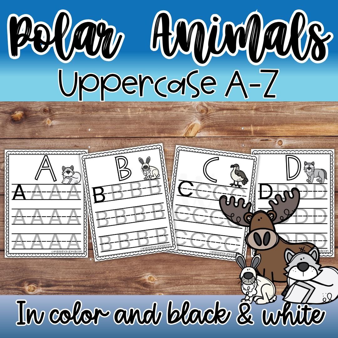 Polar Animal Alphabet Tracing Worksheets for Preschool and Kindergarten ...