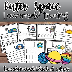 Space Lowercase Letter Tracing Worksheets Printable ABC Writing ...