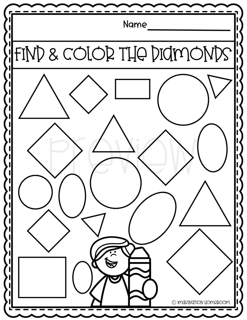 Diamond Shape Tracing Worksheets for Preschool and Pre-k Fine Motor ...