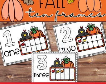 Fall Squirrel Ten Frame Mats Numbers 1 to 10 for Preschool and ...