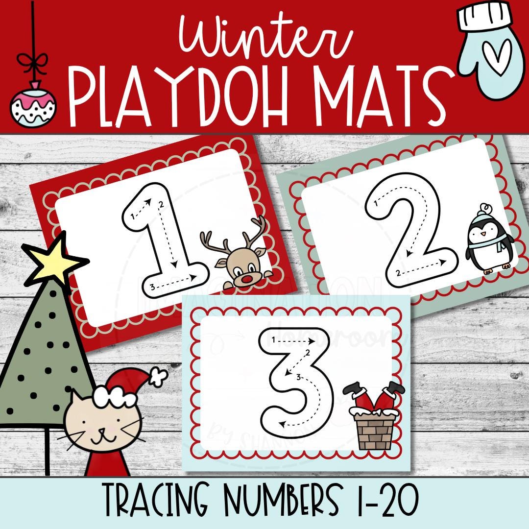 Winter Number Tracing Worksheets, Numbers 1-20, Preschool ...