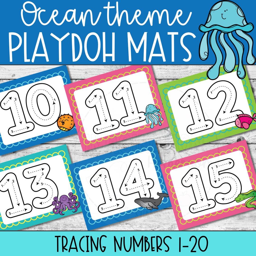 Ocean Number Tracing Worksheets, Numbers 1-20, Preschool & Kindergarten ...