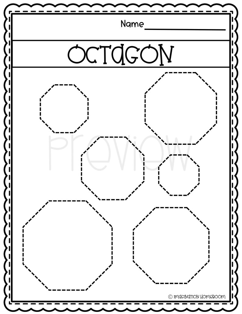 Octagon Shape Tracing Worksheets for Preschool and Pre-k Fine Motor ...