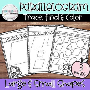 Parallelogram Shape Tracing Worksheets for Preschool and Pre-k Fine ...