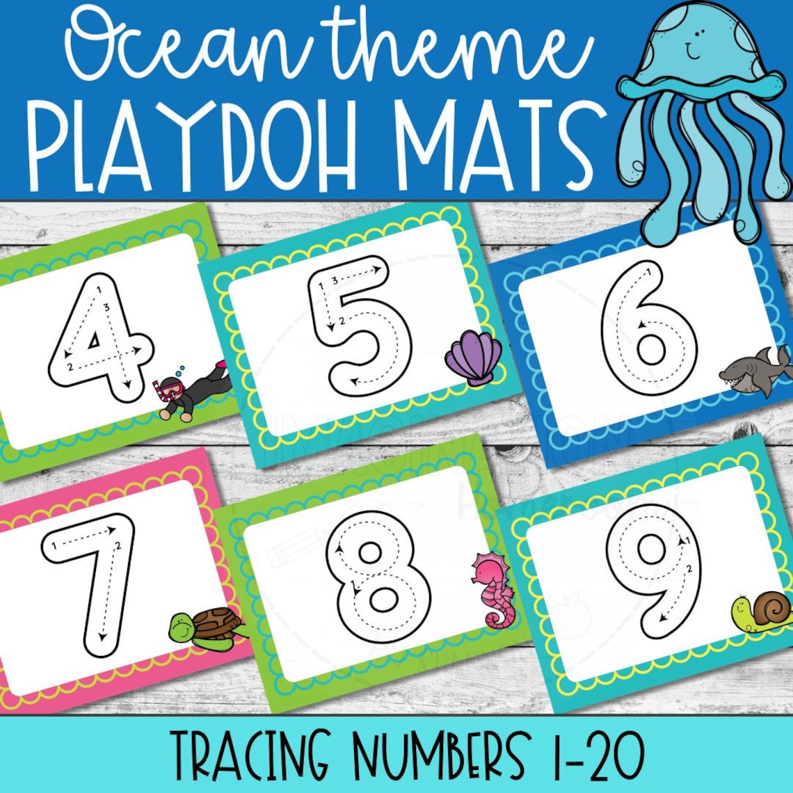 Ocean Number Tracing Worksheets, Numbers 1-20, Preschool & Kindergarten ...