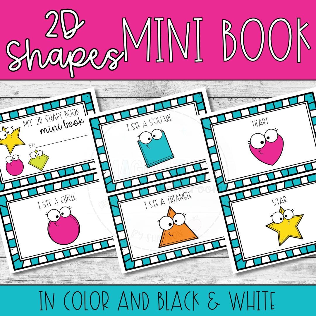 Printable 2D Shapes Mini Book for Kindergarten and Preschool, Simple ...