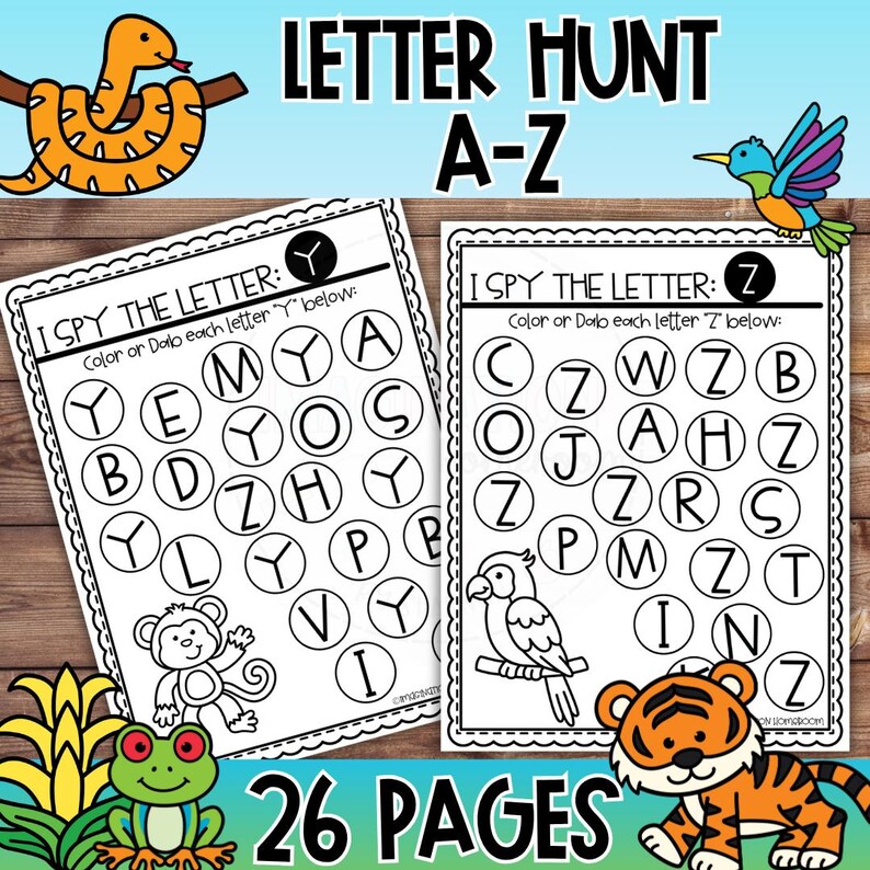 Rainforest I Spy Alphabet Worksheets, Uppercase Letter Recognition ...