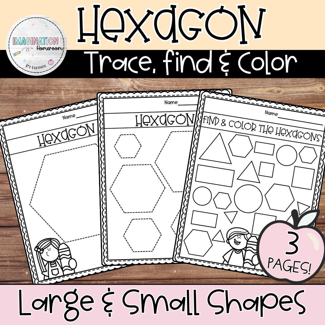 Hexagon Shape Tracing Worksheets for Preschool and Pre-k Fine Motor ...