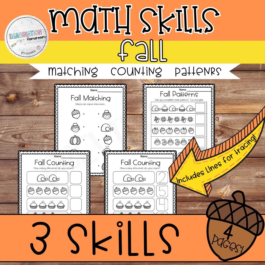 Fall Matching Counting and Pattern Activities for Preschool and ...