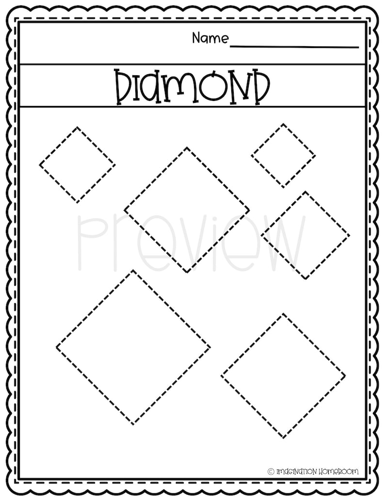 Diamond Shape Tracing Worksheets for Preschool and Pre-k Fine Motor ...