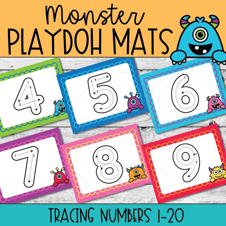 Monster Number Tracing Worksheets, Numbers 1-20, Preschool ...